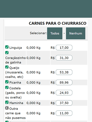 Cálculo Churrasco - Calculadora de quantidade de carne por pessoa para churrasco, festa - cálculo